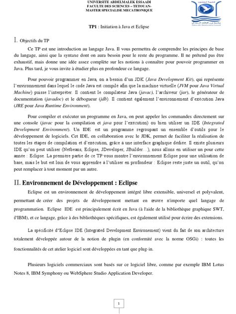 Tp1 Java Pdf Java Langage De Programmation Eclipse Logiciel