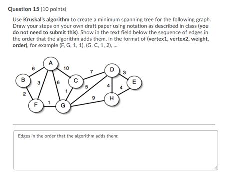 Solved Question Points Use Kruskal S Algorithm To Chegg