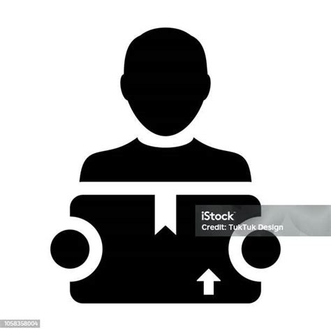 택배 아이콘 벡터 남성 물류 노동자 서비스 사람 프로필 아바타 문양 그림 기호에서 배달 화물 패키지 상자 고객에 대한 스톡 벡터 아트 및 기타 이미지 Istock