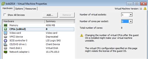 vmware limite vcpu vsocket pour sql server standard vinception