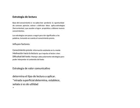 Estrategia De Lectura Es Una Explicacion De Clase Estrategia De