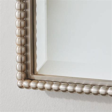 Beaded Beveled Mirror Rectangular Brushed Nickel Bathroom Mirror
