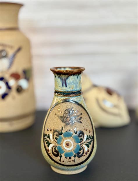 Vintage Tonala Mexico Pottery Pieces Vase Partridge Bird Sold