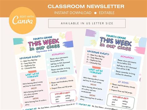 Classroom Weekly Newsletter Template