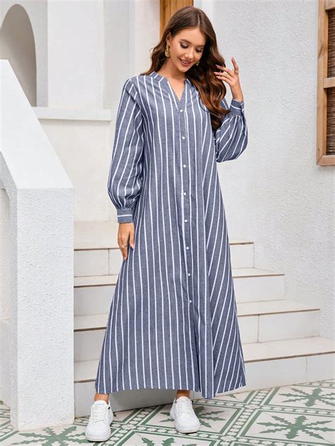 Vestido Simple De Rayas Verticales Para Mujer In 2024 Vertical