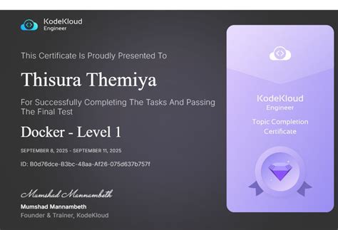 Docker Kubernetes Kodekloud 100daysofdevops Continuouslearning Themiya Subasinghe