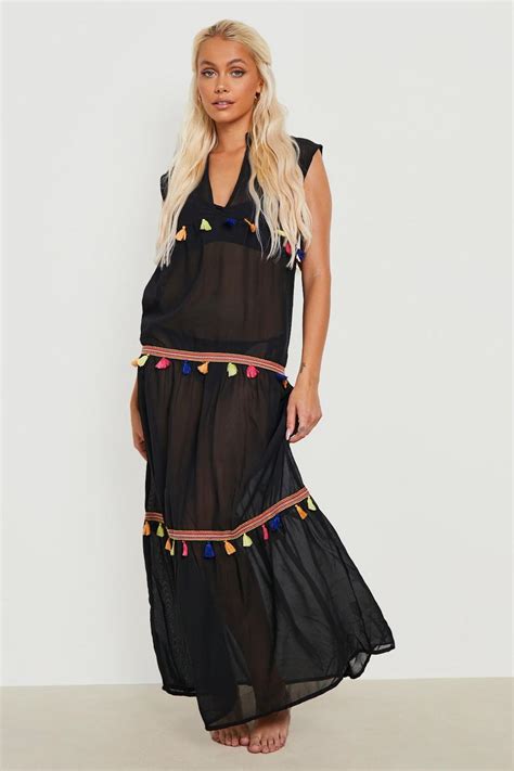Maxi Strandkleid Mit Quasten Boohoo De
