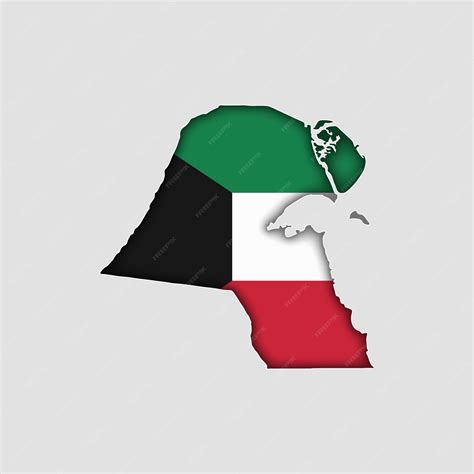 Kuweit Mapa Con Bandera En El Cuerpo Vector Premium