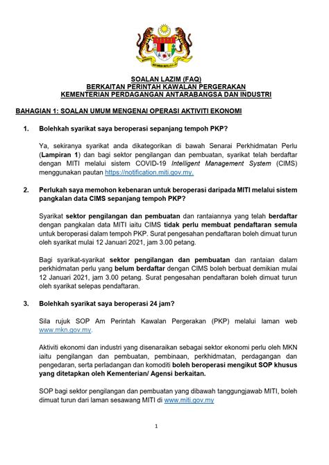 Contoh Surat Mco 30 Sop Perintah Kawalan Pergerakan Diperketatkan