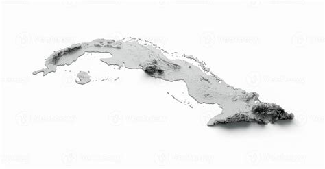 Cuba Map Cuban Flag Shaded Relief Color Height Map On White Background