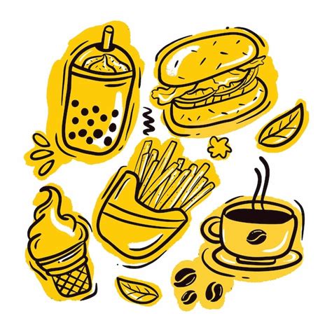 Premium Vector Hand Draw Foods Doodle Set Vector