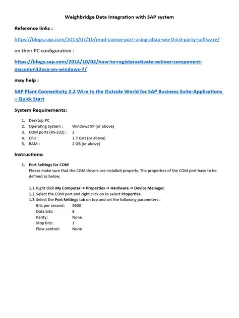 Weighbridge Integration Scale Sap Download Free Pdf Windows