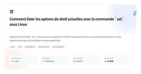 Comment Afficher Les Options Du Shell Avec La Commande Set Sous Linux Guide Complet Labex