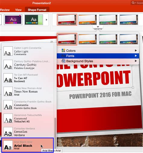 Theme Fonts In Powerpoint 2016 For Mac