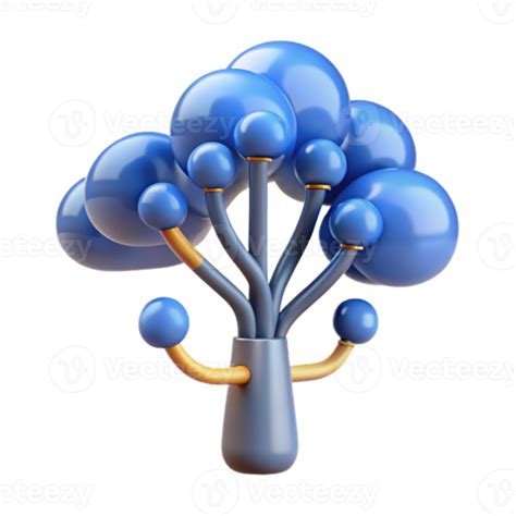 Abstract Render Blue Bubble Tree Illustration 55664047 Png