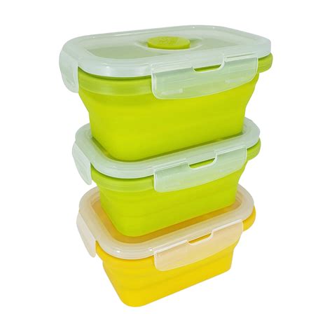 Buy Flat Stacks Collapsible Silicone Food Storage Containers Flat