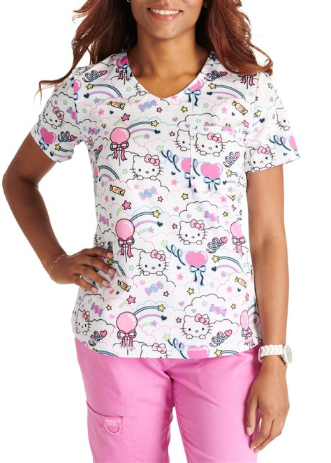 Yummy Sweets Rounded V Neck Print Top Scrubs And Beyond