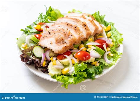Healthy Salad Bowl With Chicken Breast Stock Image Image Of Breast