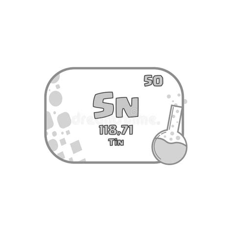 Tin Element Symbol Number Fifty Detail Vector Chemistry Icon Gray