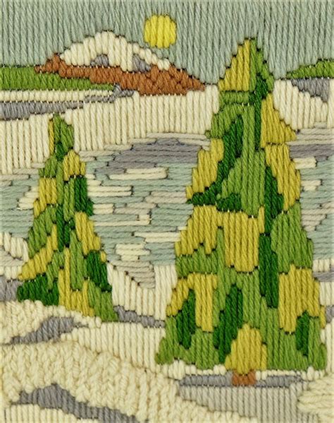 Diy Fabric Crafts Stitching Trees On Cloth Needlepoint Landscape