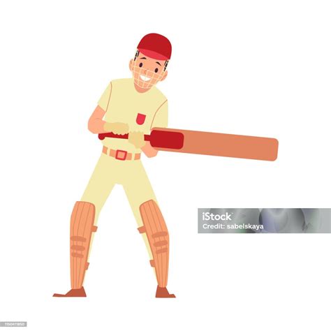 젊은 남성 크리켓 선수 크리켓 또는 장비와 헬멧 배트만 싸움 박쥐 Championship에 대한 스톡 벡터 아트 및 기타 이미지