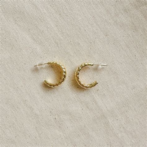 14k Gold Plated C Hoop Gem