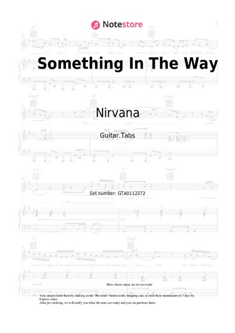 Something In The Way Tabs Guitar Nirvana In Note Guitar Tabs Sku Gta0112372