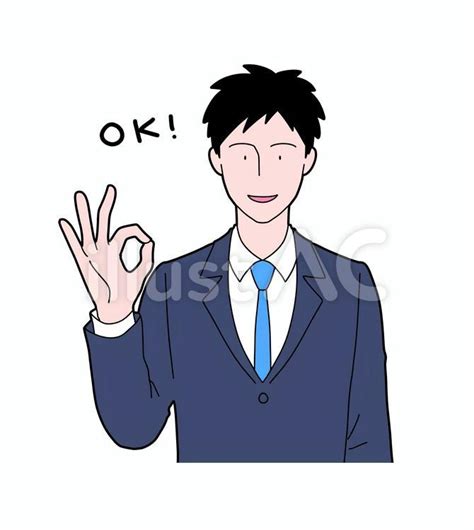 Okサインをするスーツの男性カラーイラスト No 22725531｜無料イラスト・フリー素材なら「イラストac」