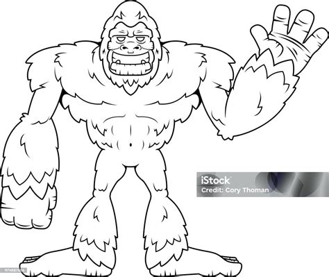 Cartoon Sasquatch Waving Stock Illustration Download Image Now