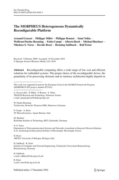 Pdf The Morpheus Heterogeneous Dynamically Reconfigurable Platform