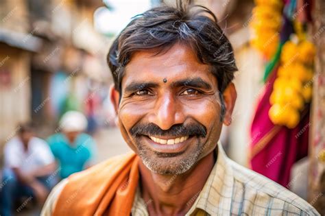 Happy Indian Man Smiling And Making Eye Contact With Camera Premium