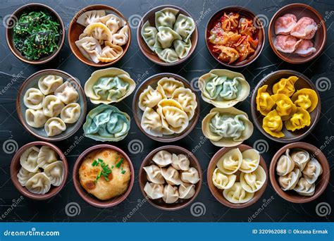 Cooking Dumplings Various Types Oriental Ravioli Gyoza Dim Sum
