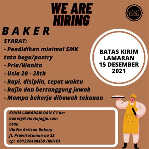 Lowongan Kerja Baker Di Viavia Artisan Bakery And Deli LokerJogja ID