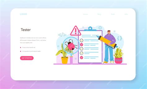 premium vector software tester web banner or landing page application