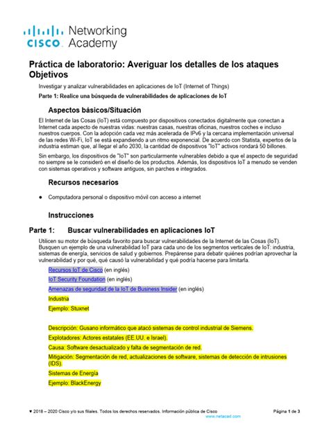 123 Lab Learning The Details Of Attacks Pdf Internet De Las