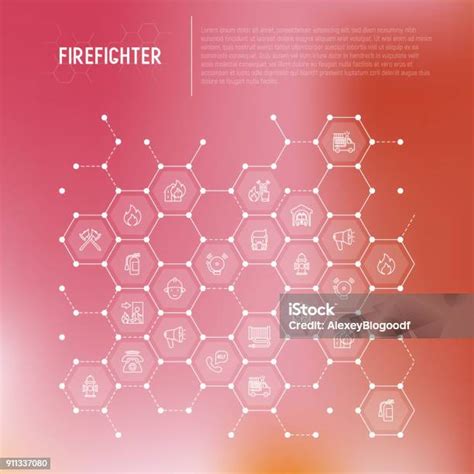 얇은 선 아이콘으로 넓어짐에 소방 관 개념 화재 소화기 축 호스 소화 전 현대 벡터 일러스트 레이 션 배너 웹 페이지 인쇄 미디어 개념에 대한 스톡 벡터 아트 및 기타