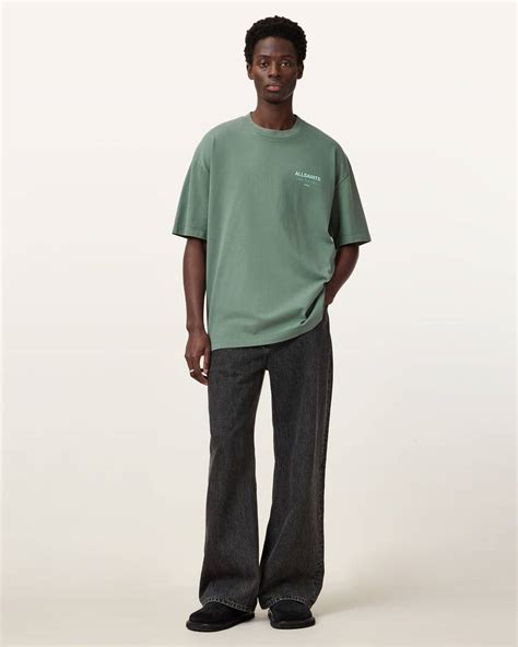 Underground Oversized Crew Neck T Shirt Smokey Green Allsaints