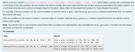 Solved Define A Function Named Draw Pattern A Canvas X Y Chegg Com