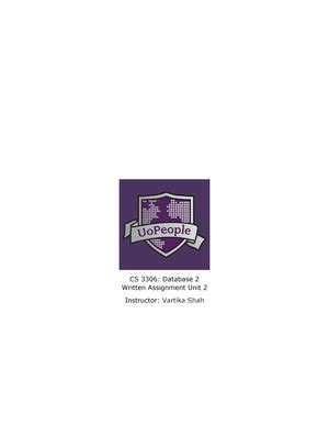 Written Assignment 1 University Of The People CS 3306 Databases 2