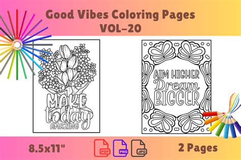 Good Vibes Coloring Pages Graphic By Rolland Jp Design · Creative Fabrica