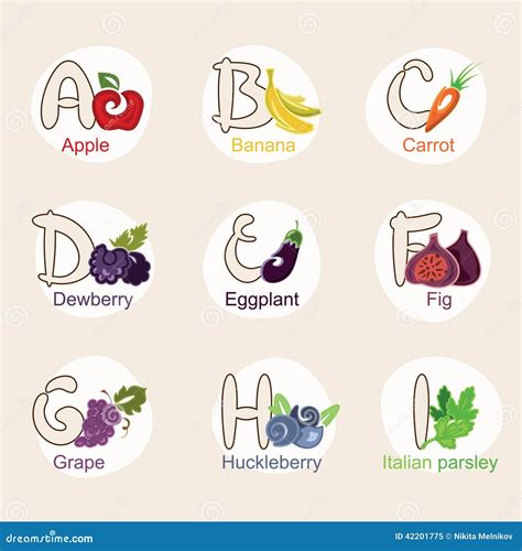Fruit Alphabet Stock Vector Illustration Of English 42201775