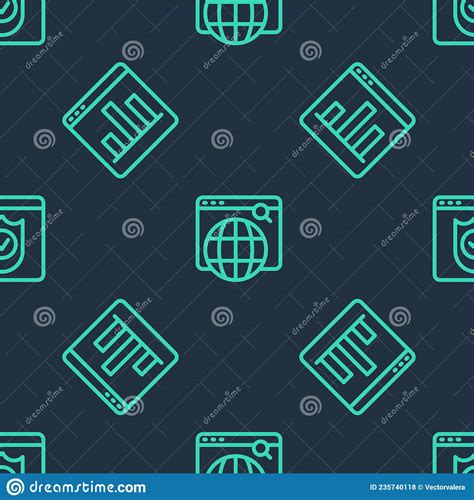 Set Line Search Engine Graph Chart Infographic And Browser With Shield