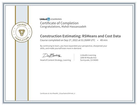 mahdi hassanzadeh on linkedin certificate of completion
