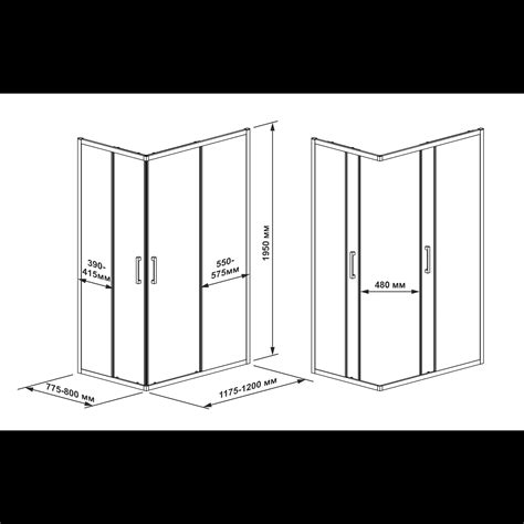 Душевой уголок Март Квадро Black прямоугольный 80x120 см черный профиль ...