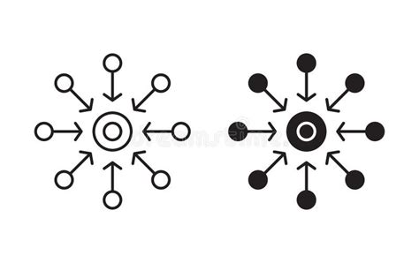 Centralized Outline Icon Collection Or Set Centralized Thin Vector Line Art Stock Illustration