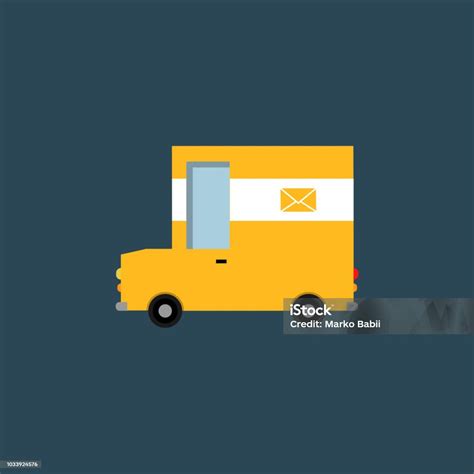卡通郵政車向量圖示平面設計向量圖形及更多互聯網圖片 互聯網 交通方式 側視 Istock