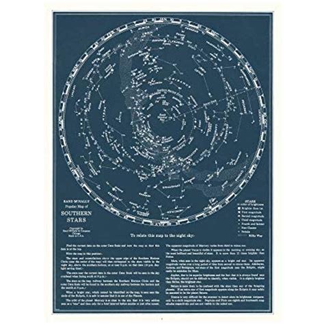 Vintage Star Map Chart Southern Constellations And The Night Sky Wall
