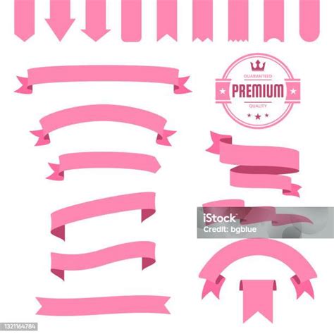 분홍색 리본 세트 배너 배지 라벨 흰색 배경의 디자인 요소 0명에 대한 스톡 벡터 아트 및 기타 이미지 0명 1위 개체 그룹 Istock