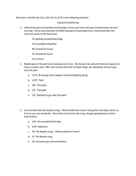 Cc Examples This Assignment Is For Classical Conditioning