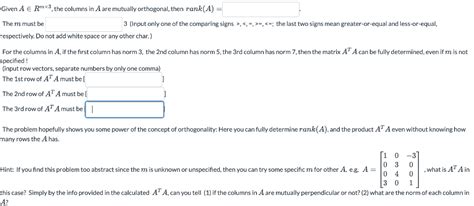 solved given a∈rm×3 the columns in a are mutually